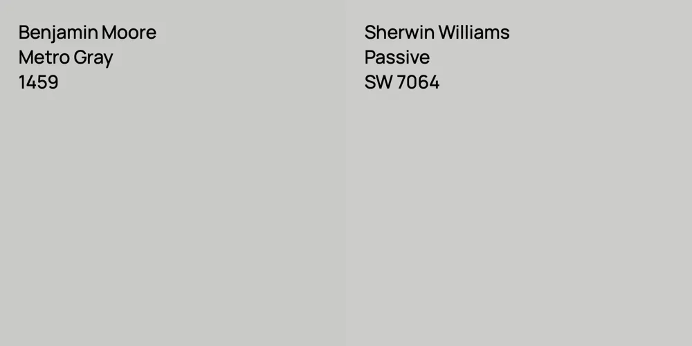 Benjamin Moore Metro Gray vs. Sherwin Williams Passive comparison