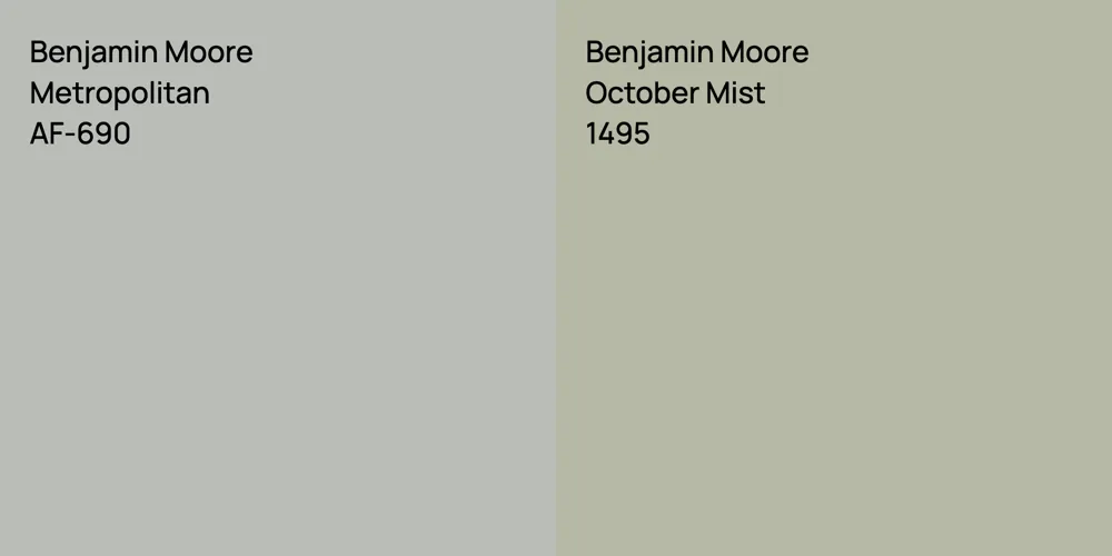 Benjamin Moore Metropolitan vs. Benjamin Moore October Mist comparison