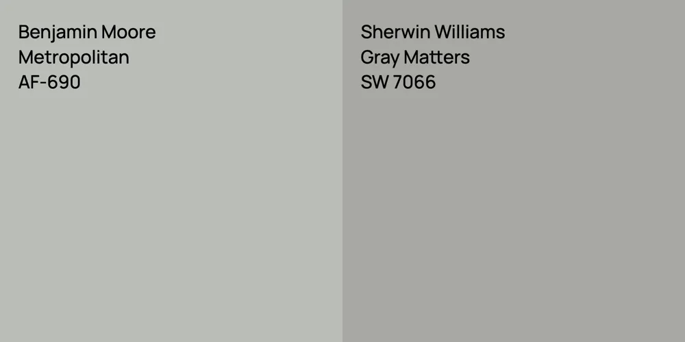 Benjamin Moore Metropolitan vs. Sherwin Williams Gray Matters comparison