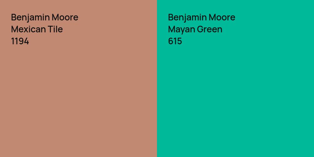 Benjamin Moore Mexican Tile vs. Benjamin Moore Mayan Green comparison