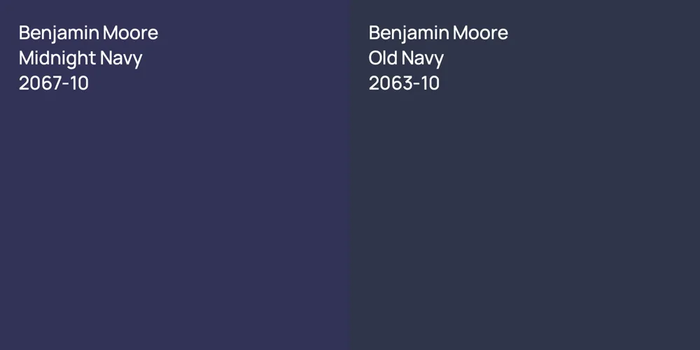 Benjamin Moore Midnight Navy vs. Benjamin Moore Old Navy comparison