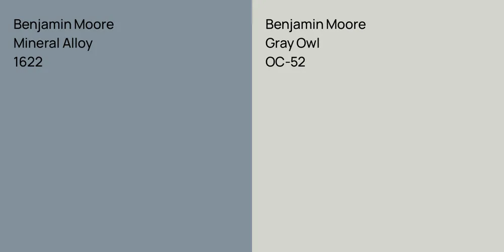 Benjamin Moore Mineral Alloy vs. Benjamin Moore Gray Owl comparison