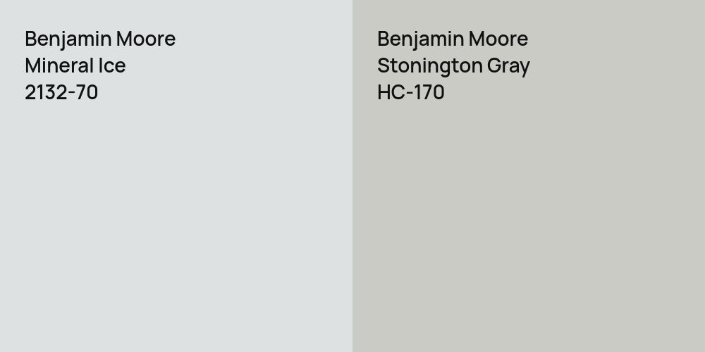 Benjamin Moore Mineral Ice vs. Benjamin Moore Stonington Gray comparison