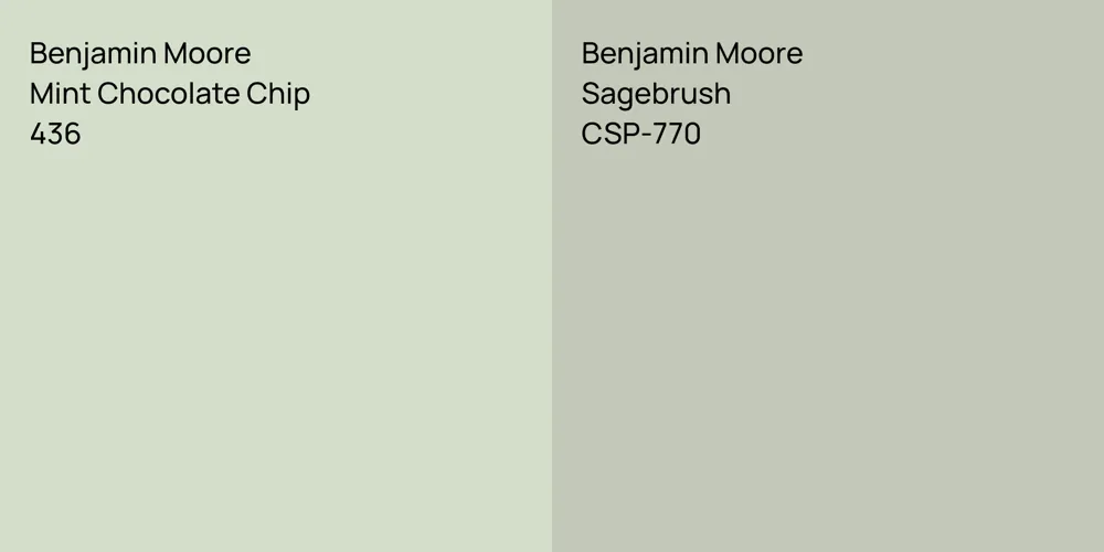 Benjamin Moore Mint Chocolate Chip vs. Benjamin Moore Sagebrush comparison