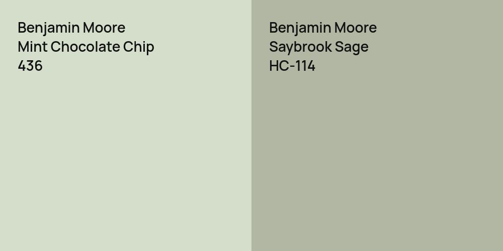 Benjamin Moore Mint Chocolate Chip vs. Benjamin Moore Saybrook Sage ...