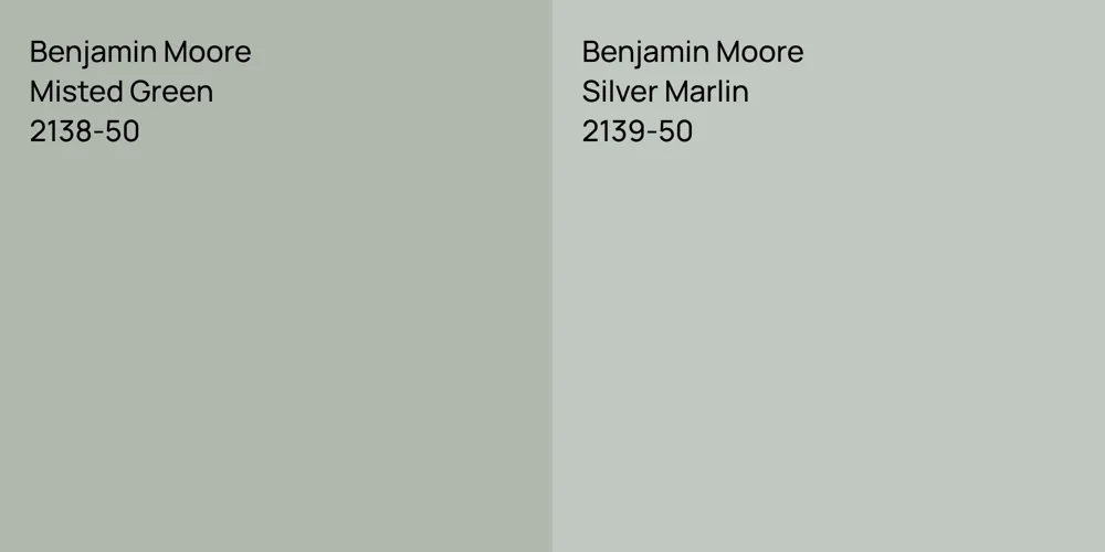 Benjamin Moore Misted Green vs. Benjamin Moore Silver Marlin comparison