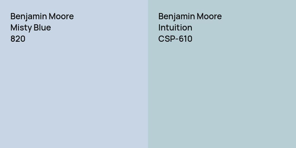 Benjamin Moore Misty Blue vs. Benjamin Moore Intuition comparison