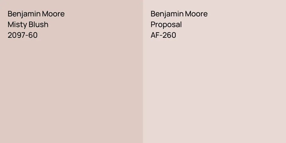 Benjamin Moore Misty Blush vs. Benjamin Moore Proposal comparison