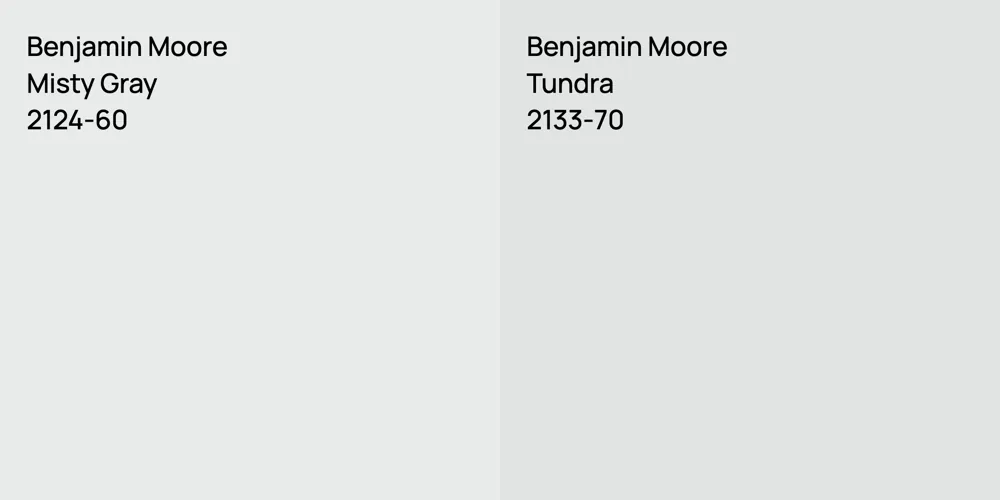 Benjamin Moore Misty Gray vs. Benjamin Moore Tundra comparison