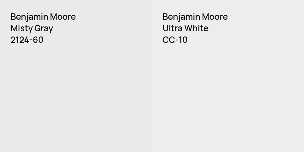 Benjamin Moore Misty Gray vs. Benjamin Moore Ultra White comparison
