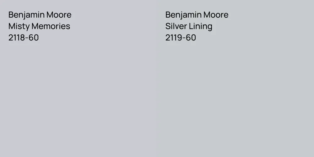 Benjamin Moore Misty Memories vs. Benjamin Moore Silver Lining comparison