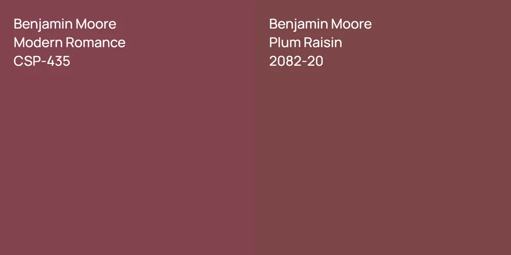 Benjamin Moore Modern Romance vs. Benjamin Moore Plum Raisin comparison