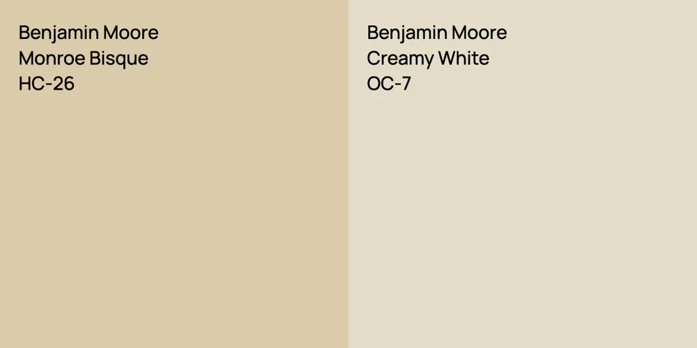 Benjamin Moore Monroe Bisque vs. Benjamin Moore Creamy White comparison