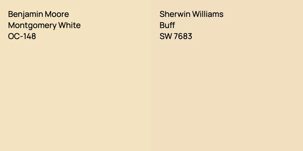 Benjamin Moore Montgomery White vs. Sherwin Williams Buff comparison