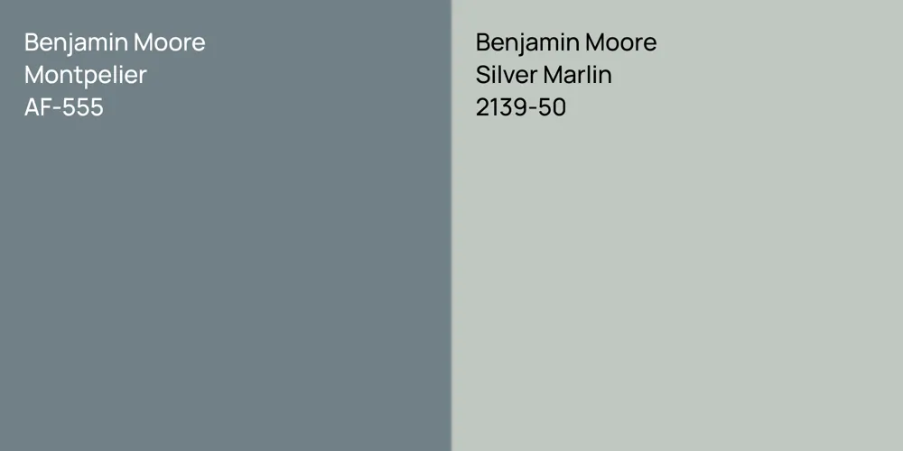 Benjamin Moore Montpelier vs. Benjamin Moore Silver Marlin comparison