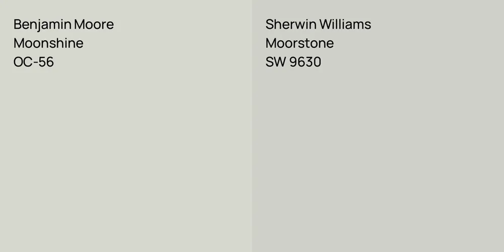 Benjamin Moore Moonshine vs. Sherwin Williams Moorstone comparison