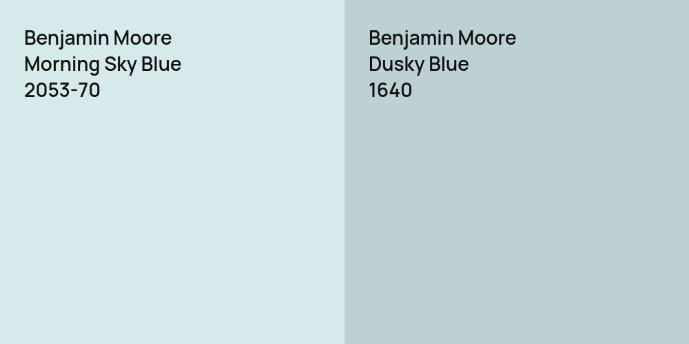 Benjamin Moore Morning Sky Blue vs. Benjamin Moore Dusky Blue comparison