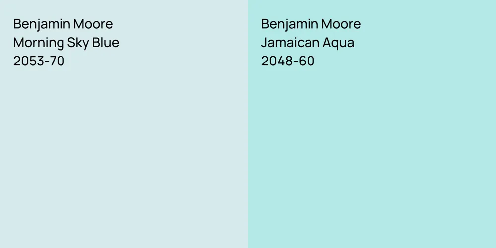 Benjamin Moore Morning Sky Blue vs. Benjamin Moore Jamaican Aqua comparison