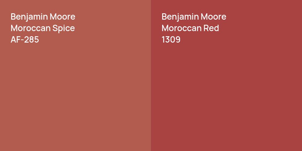 Benjamin Moore Moroccan Spice vs. Benjamin Moore Moroccan Red comparison