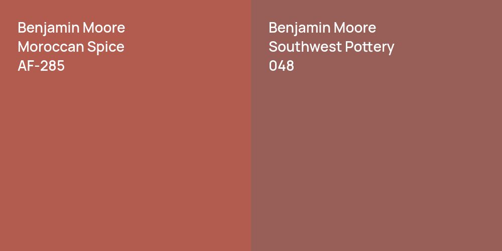 Benjamin Moore Moroccan Spice vs. Benjamin Moore Southwest Pottery comparison