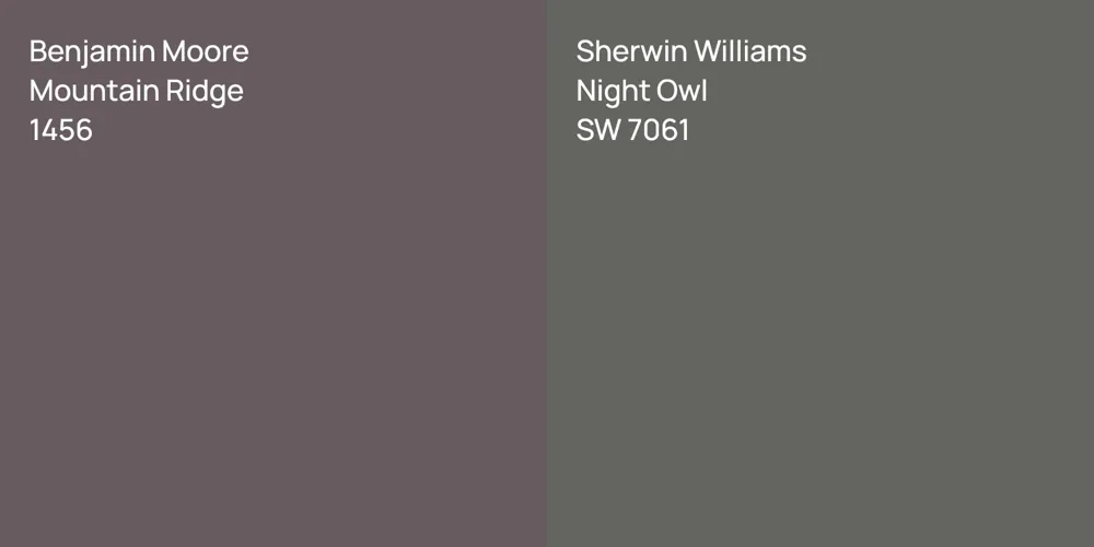 Benjamin Moore Mountain Ridge vs. Sherwin Williams Night Owl comparison