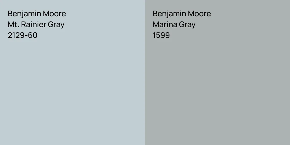 Benjamin Moore Mt. Rainier Gray vs. Benjamin Moore Marina Gray comparison