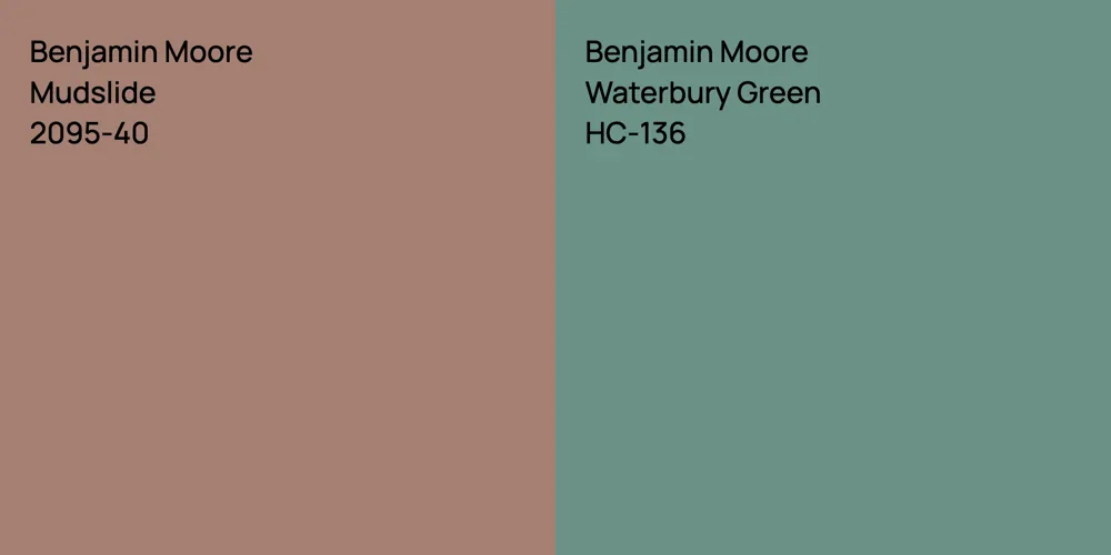 Benjamin Moore Mudslide vs. Benjamin Moore Waterbury Green comparison