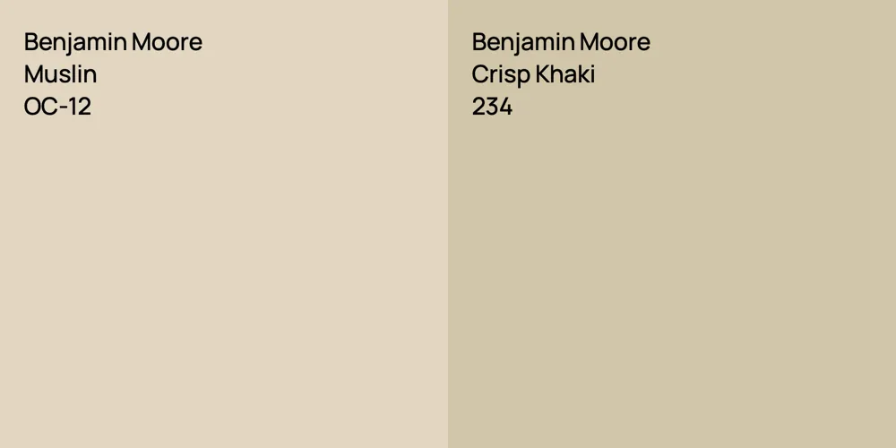 Benjamin Moore Muslin vs. Benjamin Moore Crisp Khaki comparison