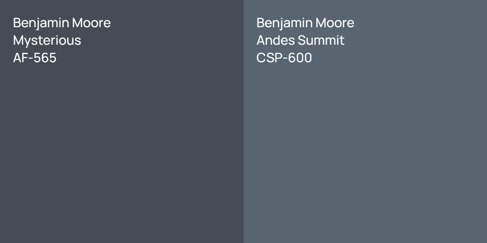 Benjamin Moore Mysterious vs. Benjamin Moore Andes Summit comparison