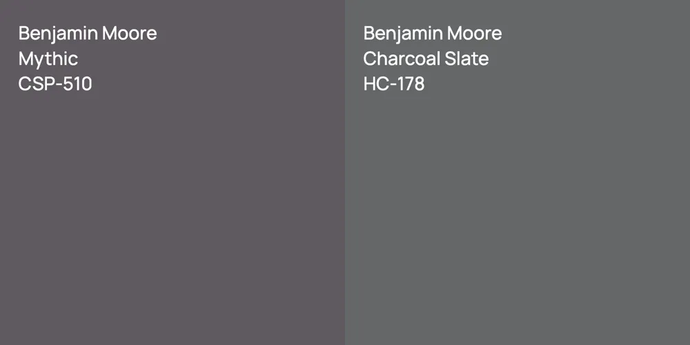 Benjamin Moore Mythic vs. Benjamin Moore Charcoal Slate comparison