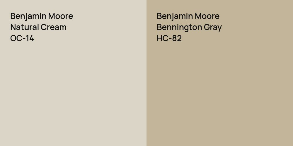 Benjamin Moore Natural Cream vs. Benjamin Moore Bennington Gray comparison