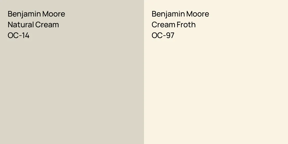 Benjamin Moore Natural Cream vs. Benjamin Moore Cream Froth comparison