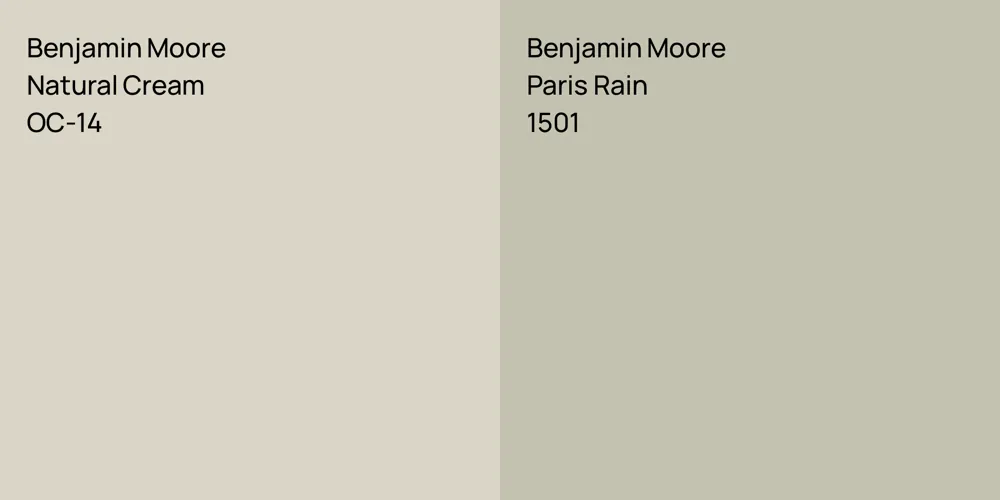 Benjamin Moore Natural Cream vs. Benjamin Moore Paris Rain comparison