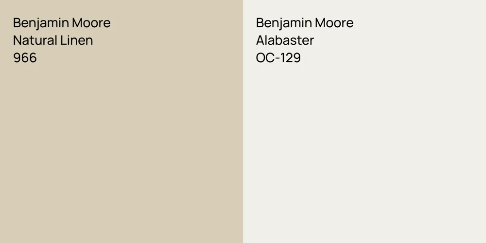 Benjamin Moore Natural Linen vs. Benjamin Moore Alabaster comparison