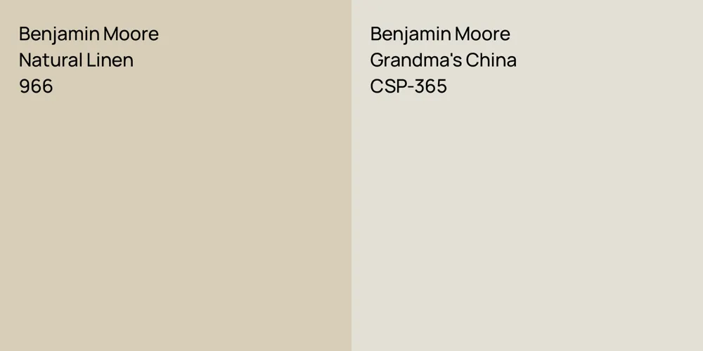 Benjamin Moore Natural Linen vs. Benjamin Moore Grandma's China comparison