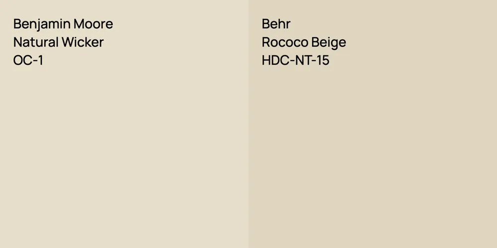 Benjamin Moore Natural Wicker vs. Behr Rococo Beige comparison
