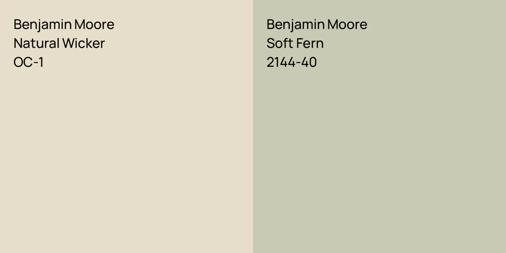 Benjamin Moore Natural Wicker vs. Benjamin Moore Soft Fern comparison