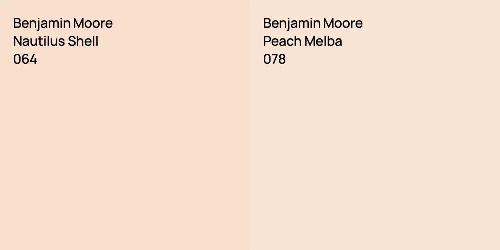 Benjamin Moore Nautilus Shell vs. Benjamin Moore Peach Melba comparison
