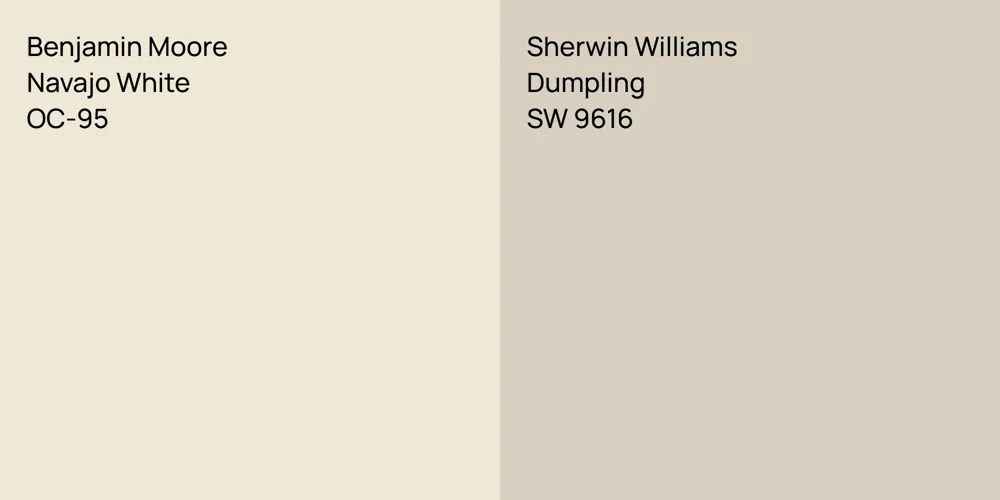 Benjamin Moore Navajo White vs. Sherwin Williams Dumpling comparison