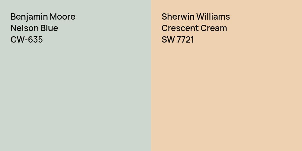 Benjamin Moore Nelson Blue vs. Sherwin Williams Crescent Cream comparison