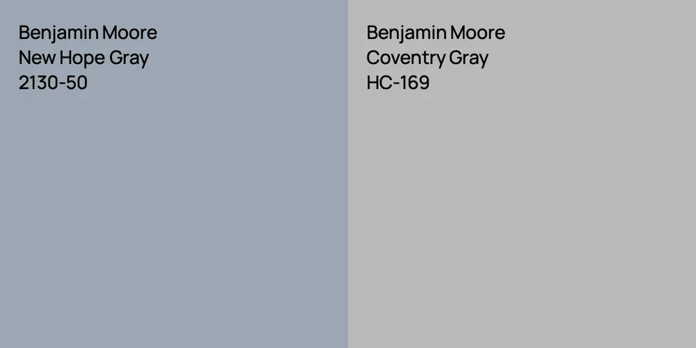 Benjamin Moore New Hope Gray vs. Benjamin Moore Coventry Gray comparison