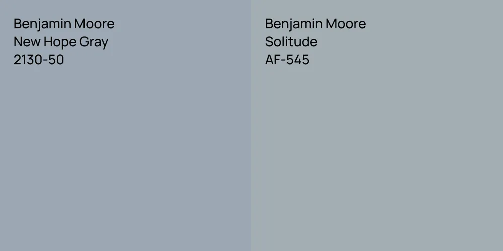 Benjamin Moore New Hope Gray vs. Benjamin Moore Solitude comparison