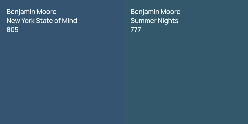 Benjamin Moore New York State of Mind vs. Benjamin Moore Summer Nights comparison