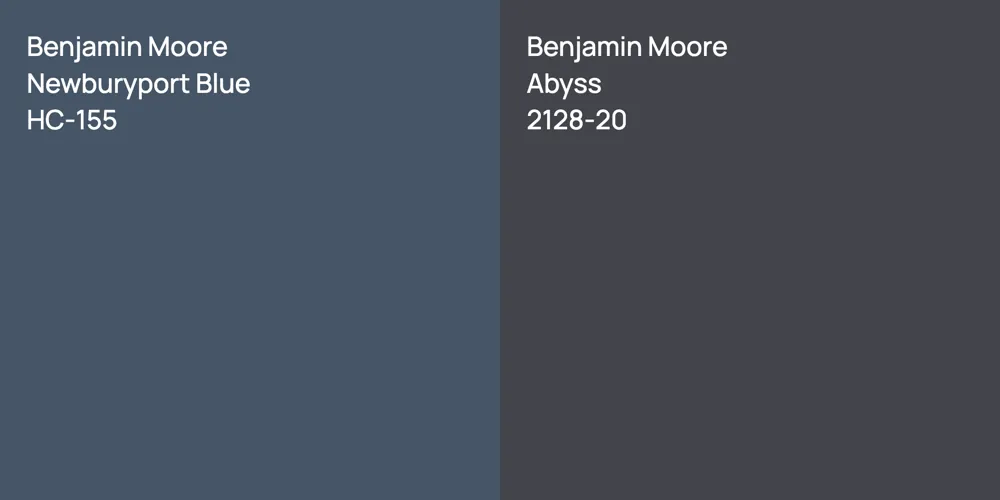 Benjamin Moore Newburyport Blue vs. Benjamin Moore Abyss comparison