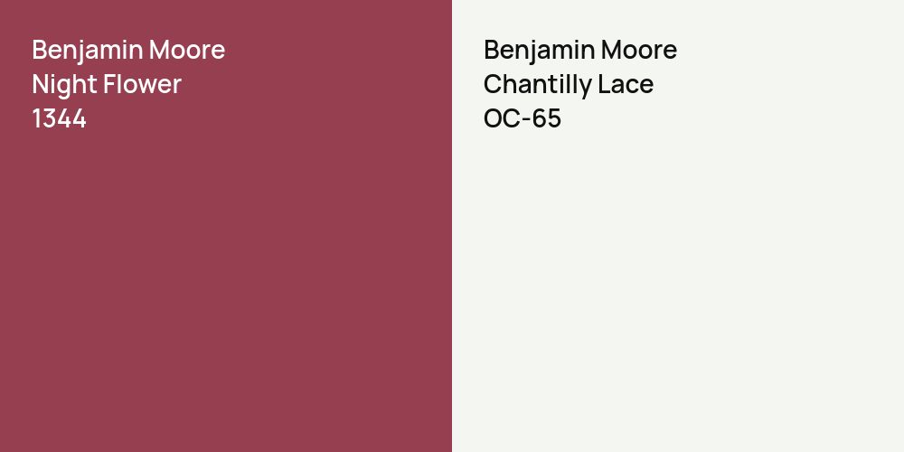 Benjamin Moore Night Flower vs. Benjamin Moore Chantilly Lace comparison