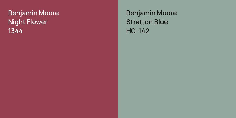 Benjamin Moore Night Flower vs. Benjamin Moore Stratton Blue comparison