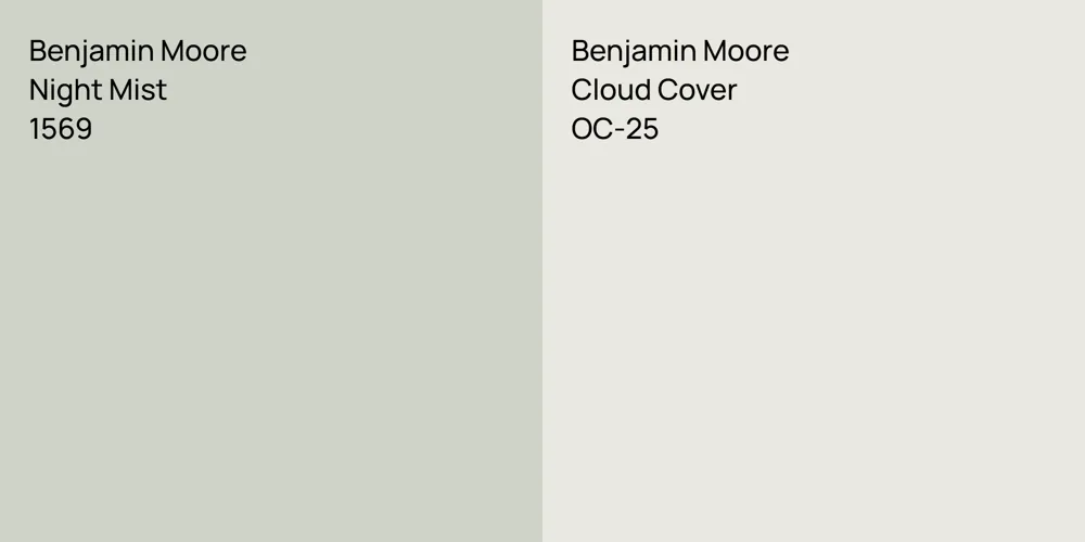 Benjamin Moore Night Mist vs. Benjamin Moore Cloud Cover comparison