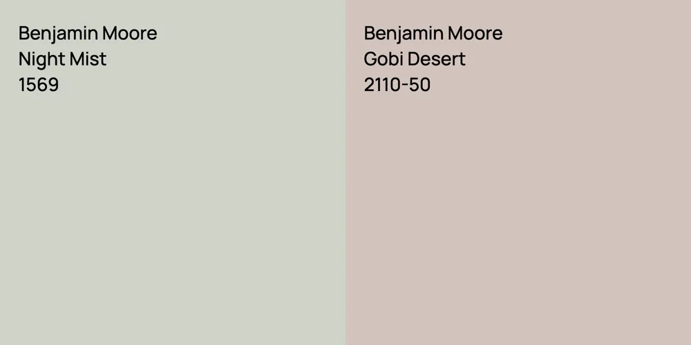 Benjamin Moore Night Mist vs. Benjamin Moore Gobi Desert comparison