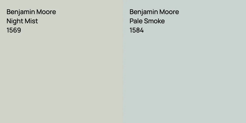 Benjamin Moore Night Mist vs. Benjamin Moore Pale Smoke comparison