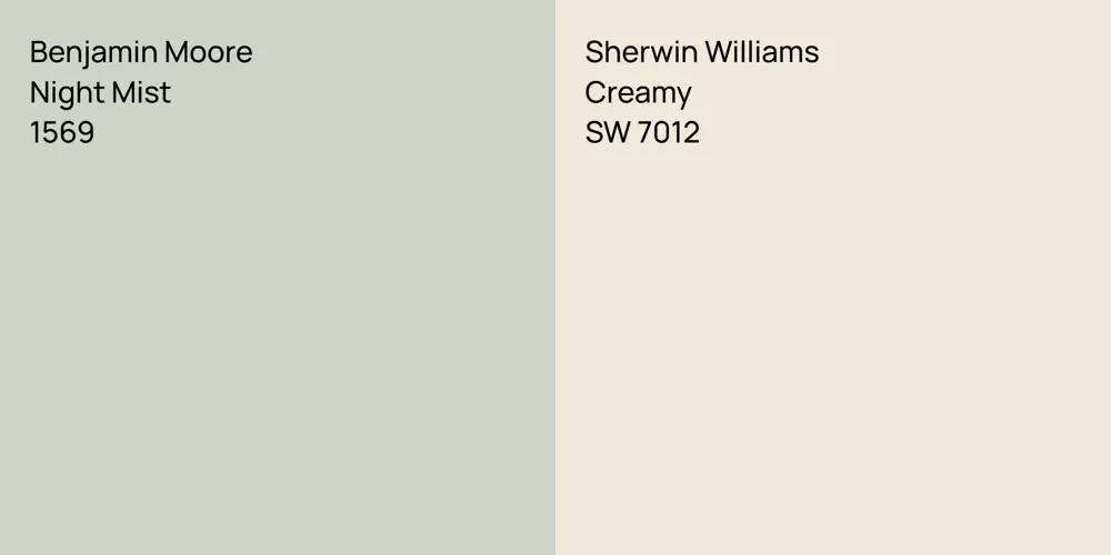Benjamin Moore Night Mist vs. Sherwin Williams Creamy comparison